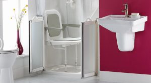 Douche avec siège PMR - Banc de douche PMR sur mesure | Mobilaug